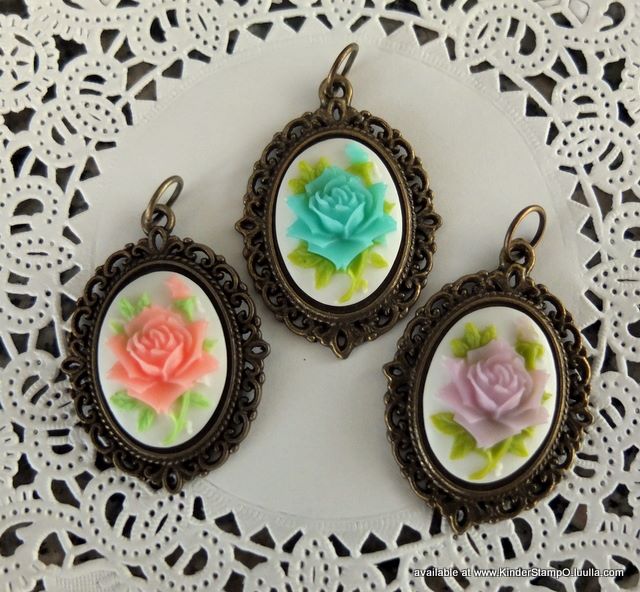 1 - Victorian Rose Cameo Charm (choose Pink, Blue Or Purple) on Luulla
